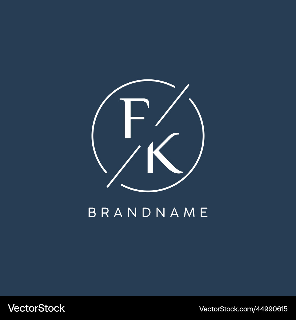 Initial letter fk logo monogram with circle line Vector Image