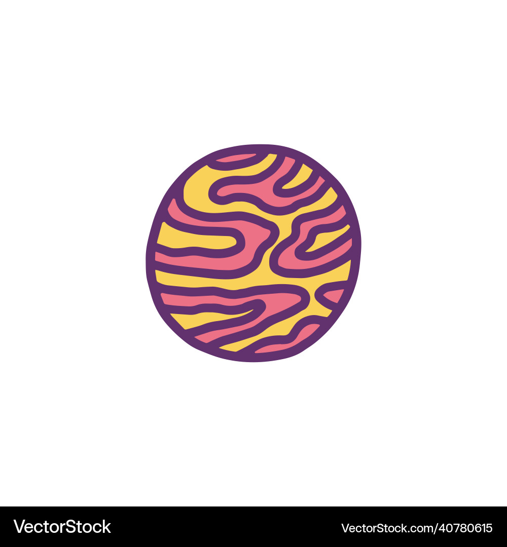 Jupiter planet colored doodle red and yellow Vector Image