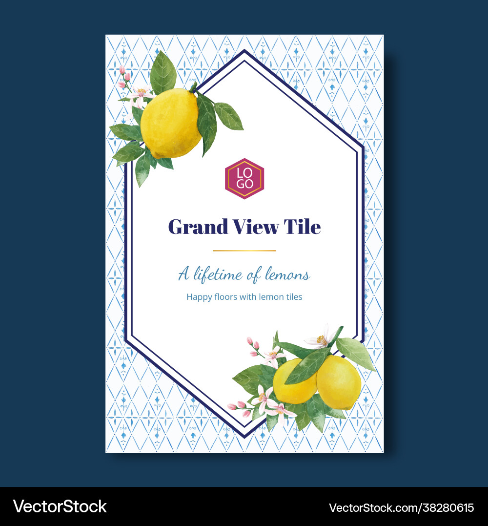 Poster template with italian tile concept design Vector Image