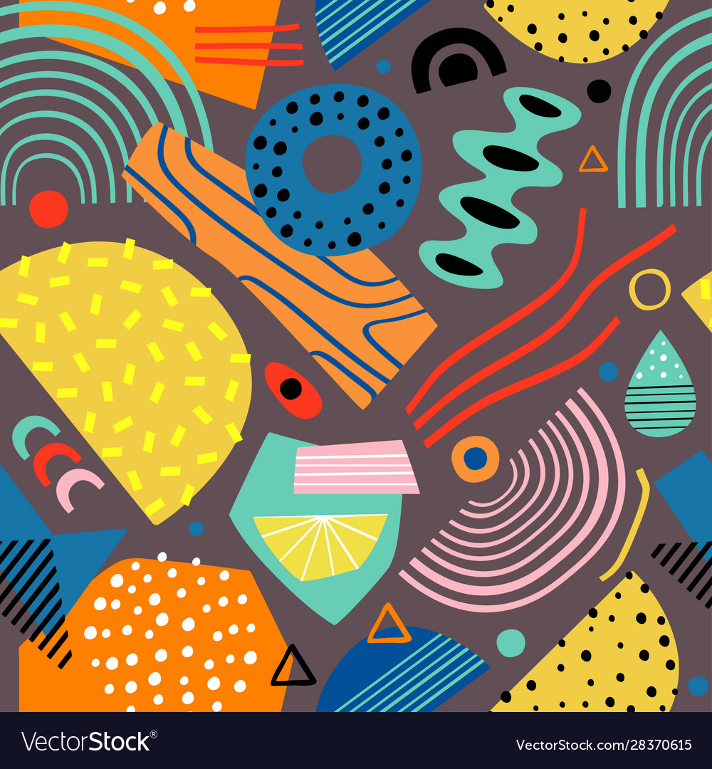 Seamless pattern with color abstract elements Vector Image