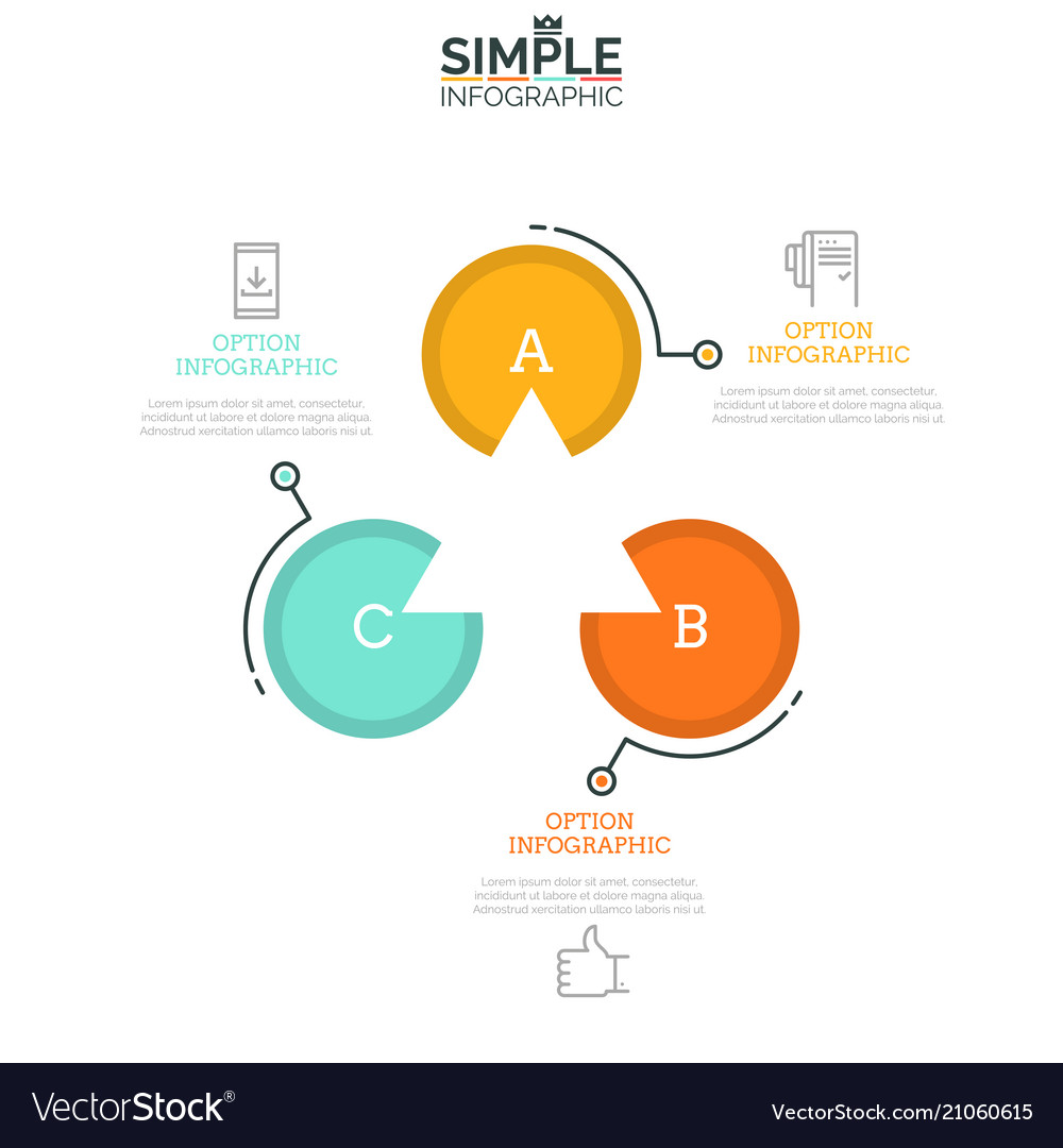 Three lettered circles and central triangular Vector Image
