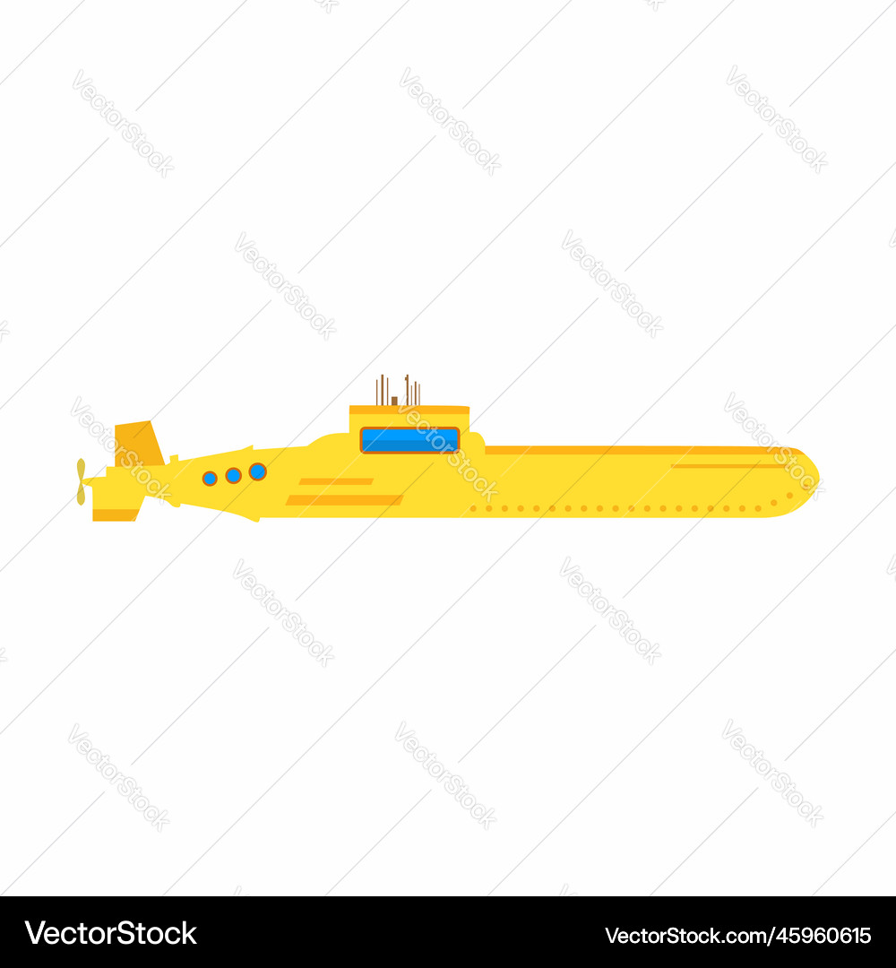 Yellow submarine in flat element style isolated Vector Image