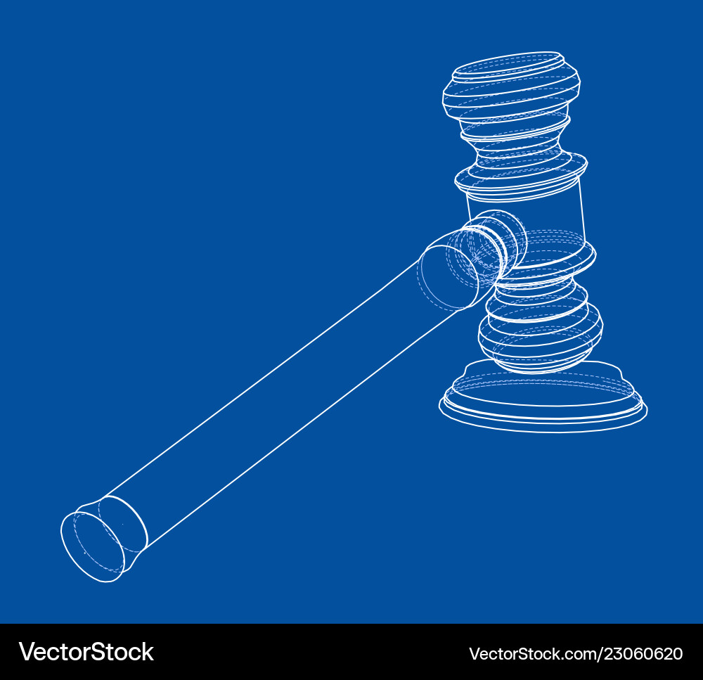 3d outline gavel rendering of Royalty Free Vector Image