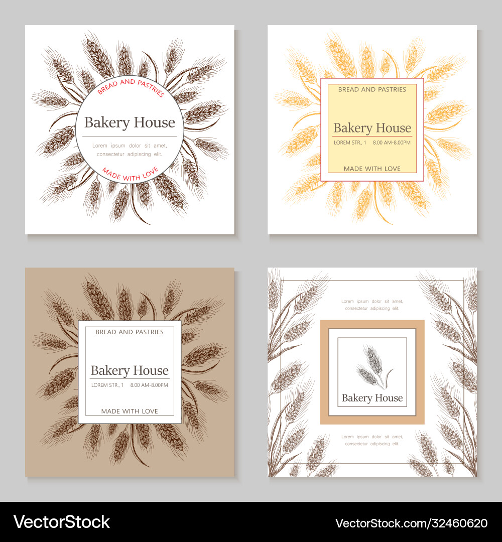 Bakery pastry shop label logo flyer template Vector Image