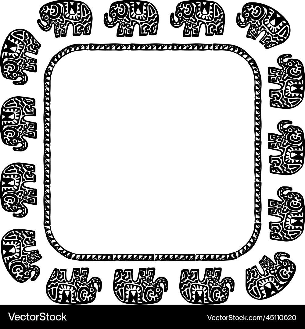 Indian Elephant Border Design