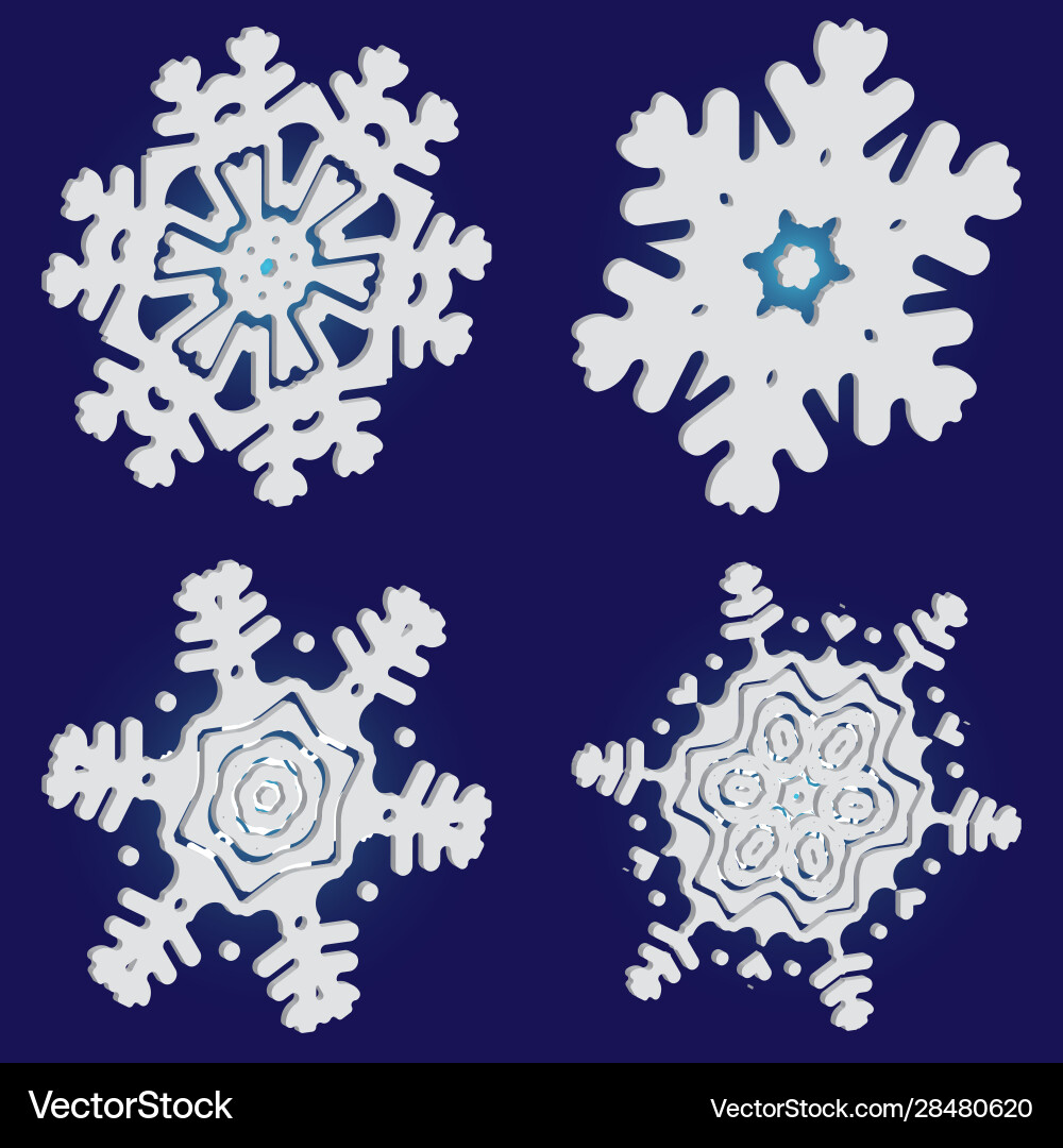 Collection paper cut isolated snowflakes Vector Image