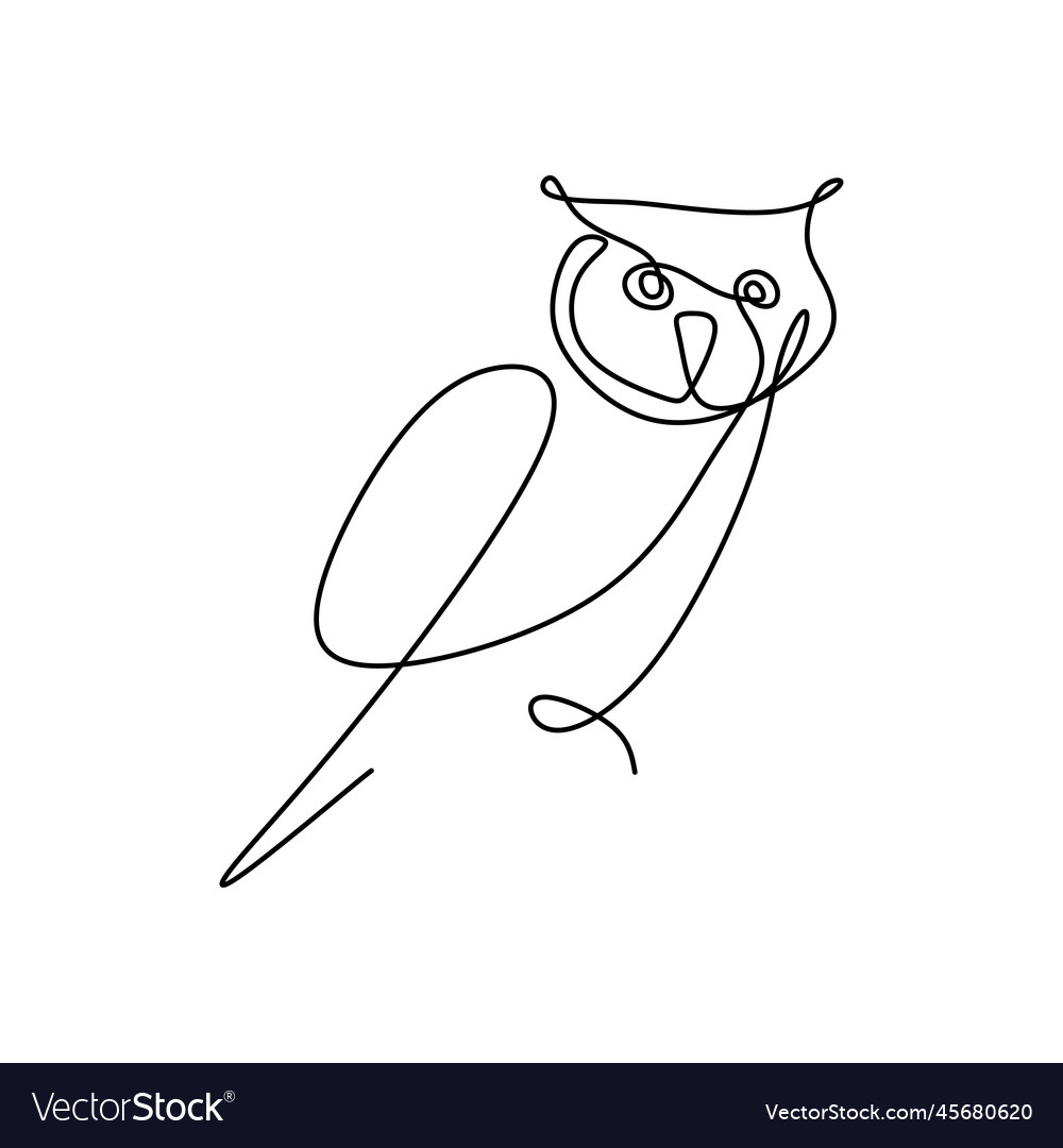 Drawing a continuous line of owls with a simple Vector Image