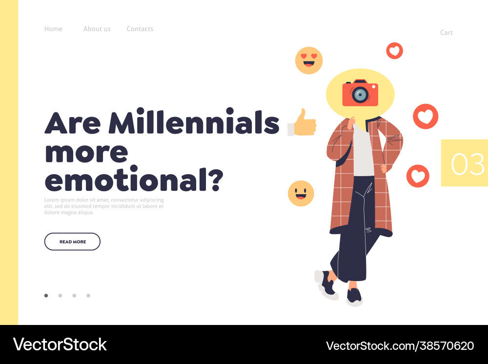 Emotional millennial concept landing page Vector Image