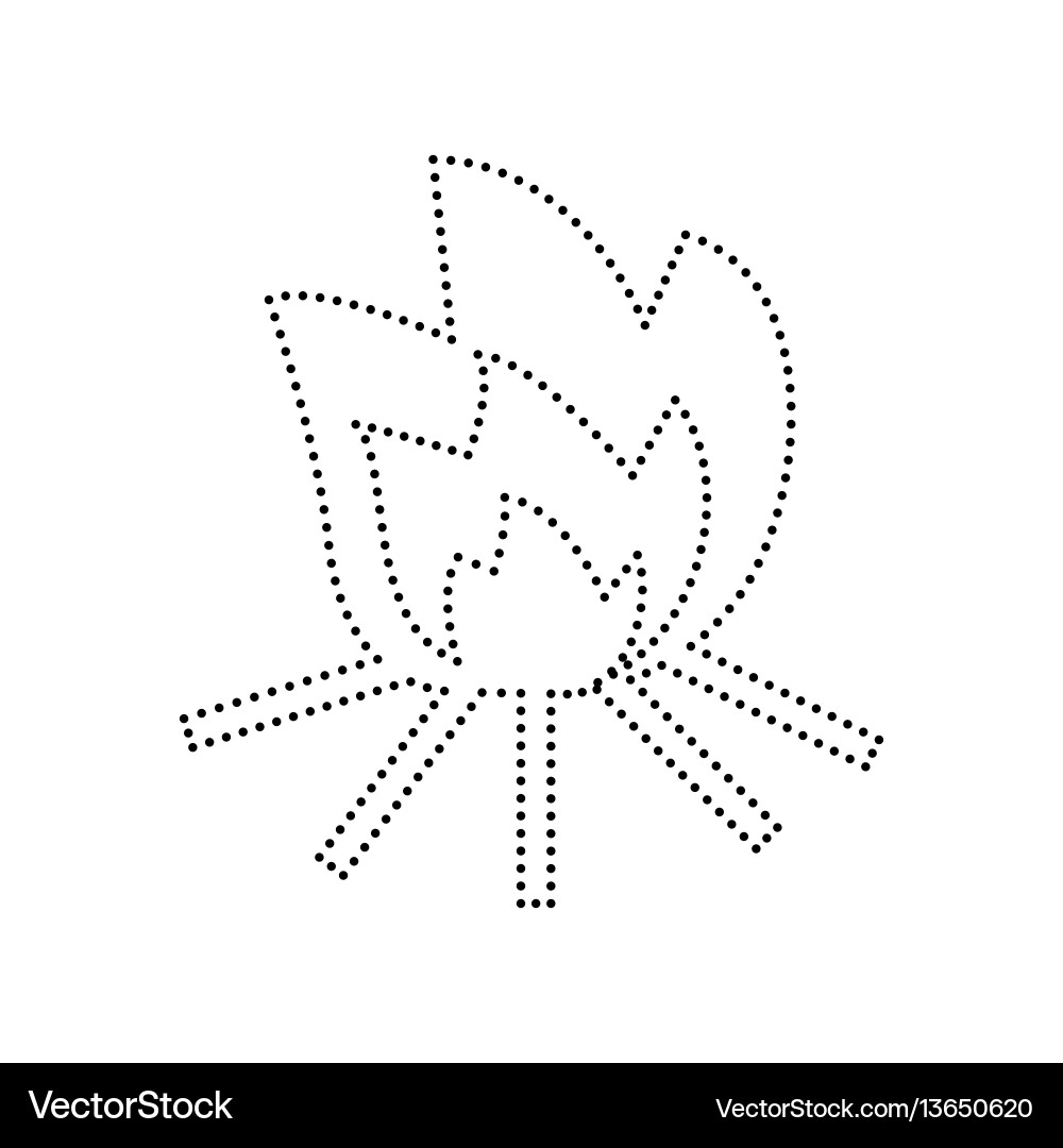 Fire sign black dotted icon on white Royalty Free Vector