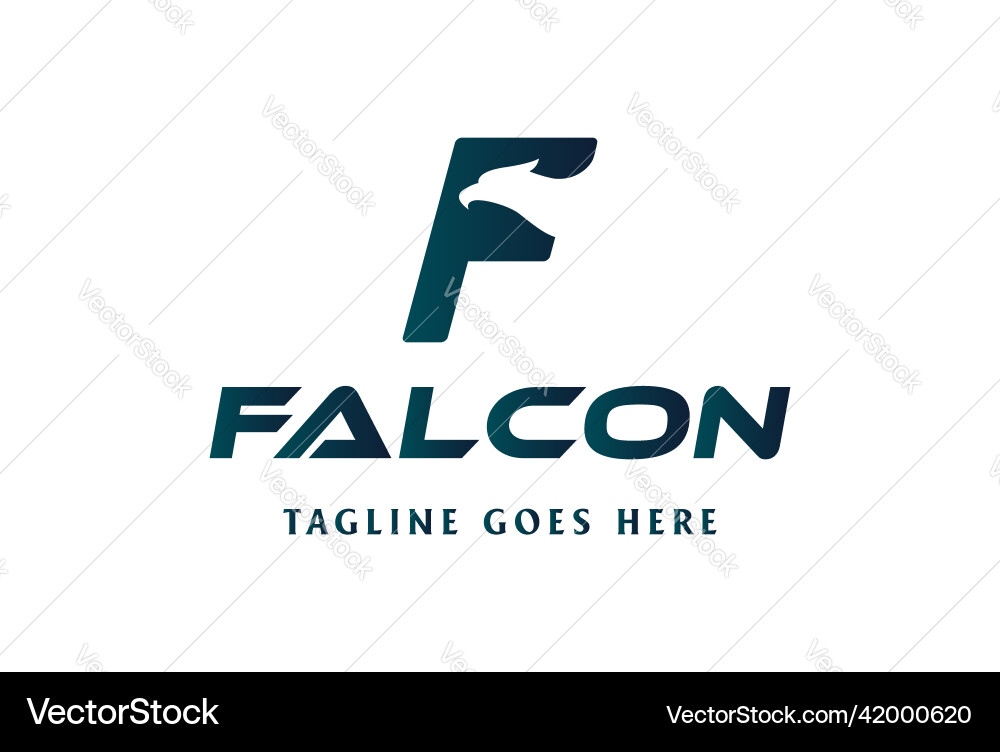 Initial letter f for falcon hawk eagle bird logo Vector Image