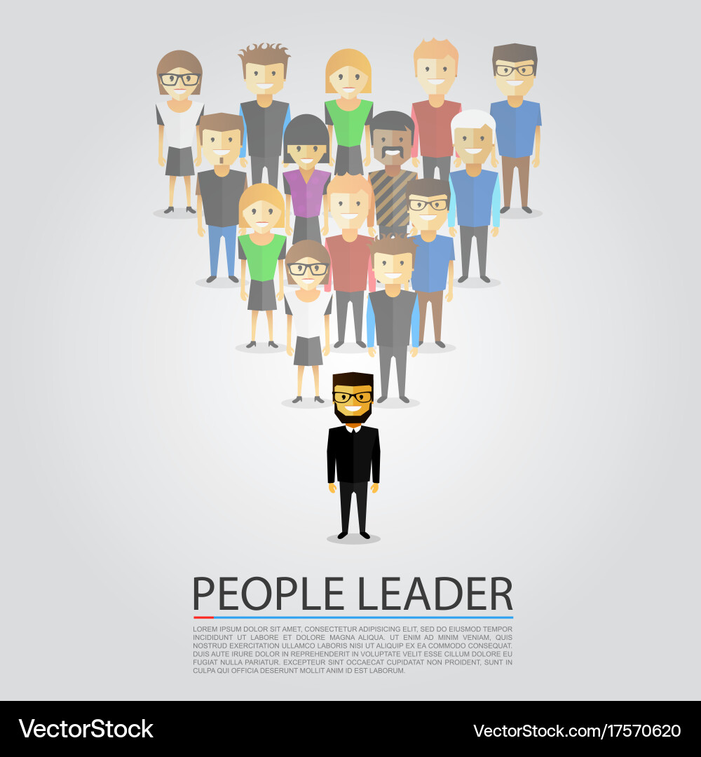 Leader stands in front of a crowd Royalty Free Vector Image