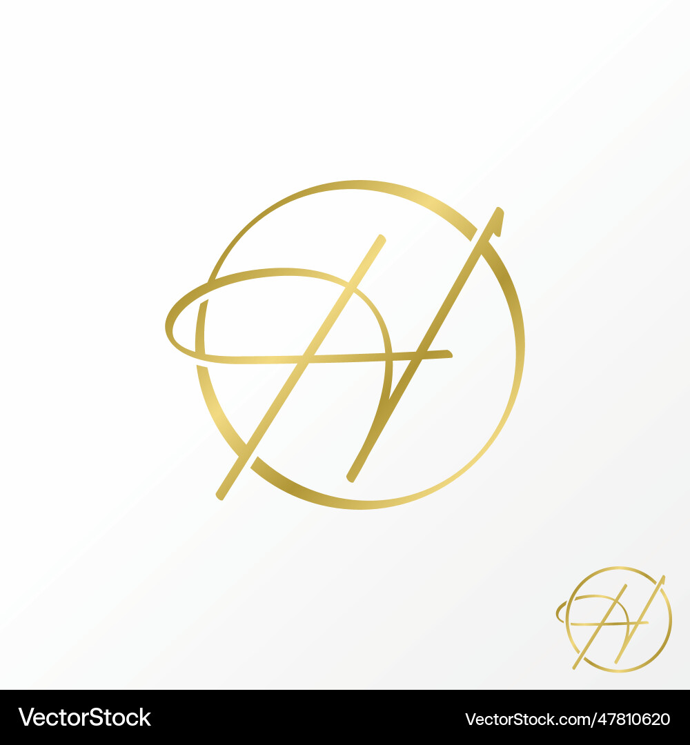 Letter h handwritten font cicle line typography Vector Image