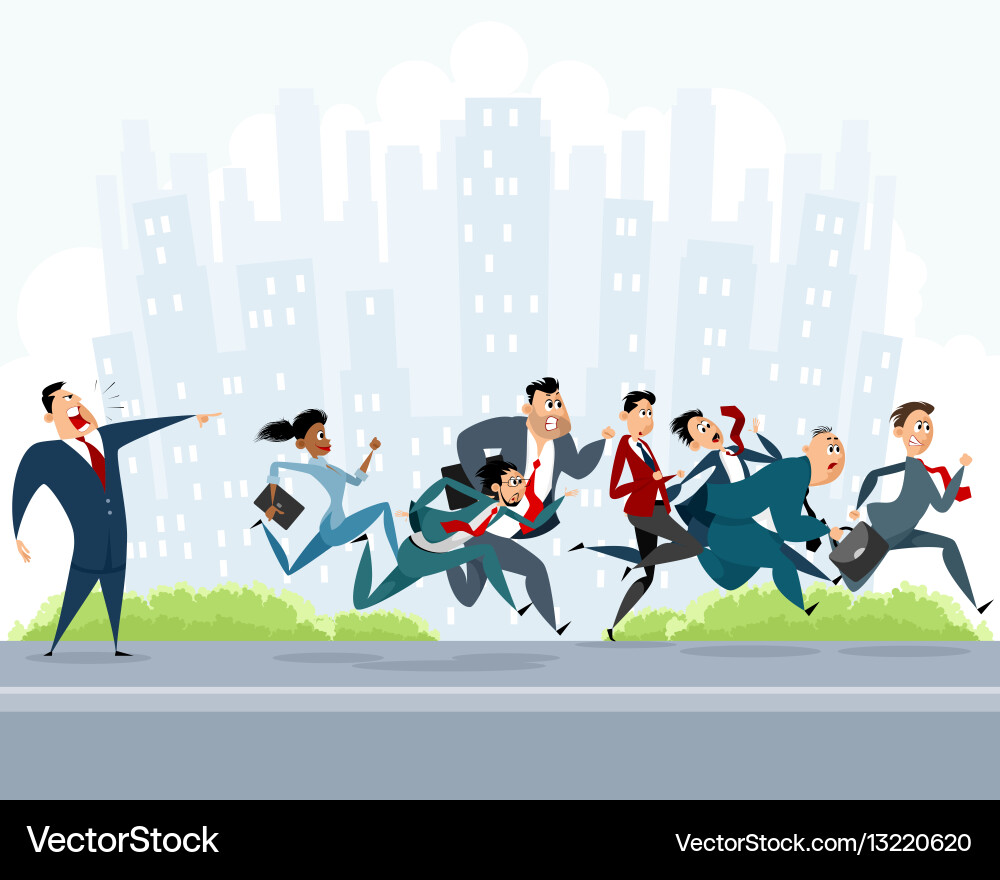 Many businessmen hurry Royalty Free Vector Image