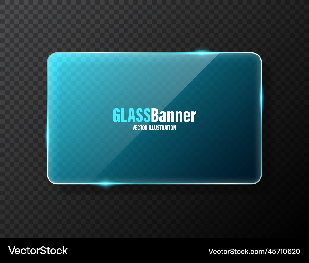 Realistic glass frame blue transparent glass Vector Image