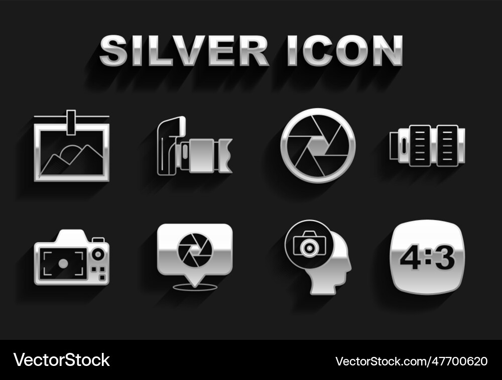 Set camera shutter photo lens photo frame 4 Vector Image