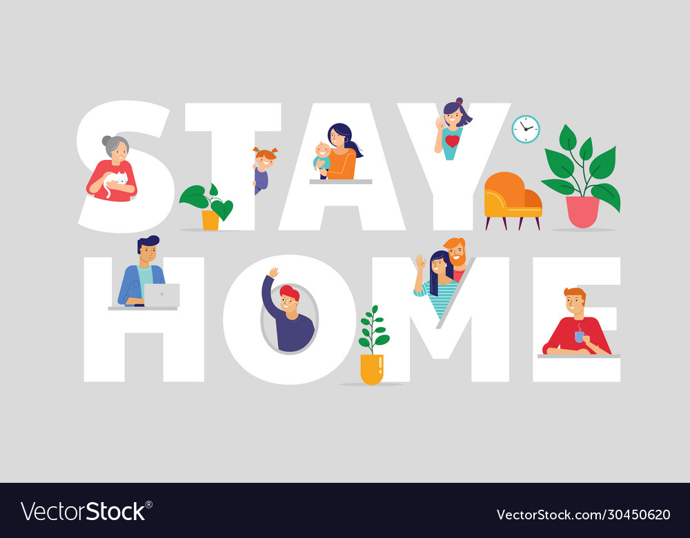 Stay at home concept design different types of Vector Image