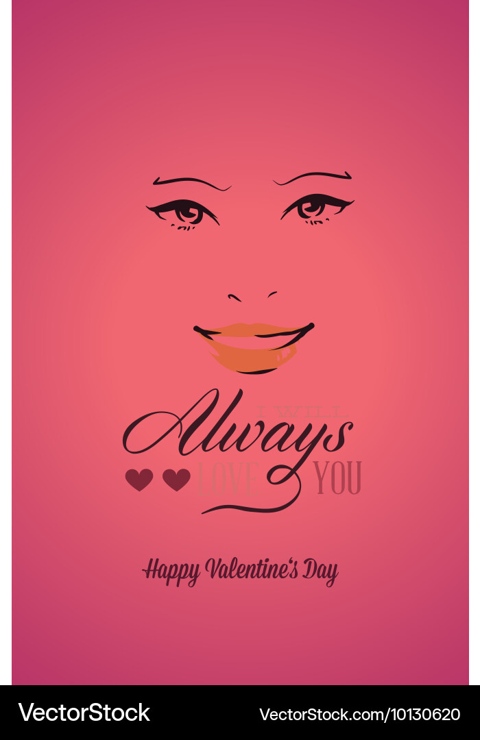 With face mouth hearts Royalty Free Vector Image