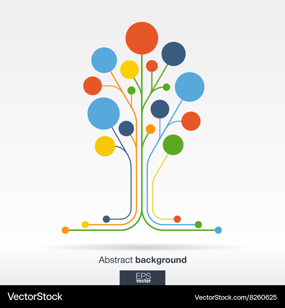 Abstract background with lines and color circles Vector Image