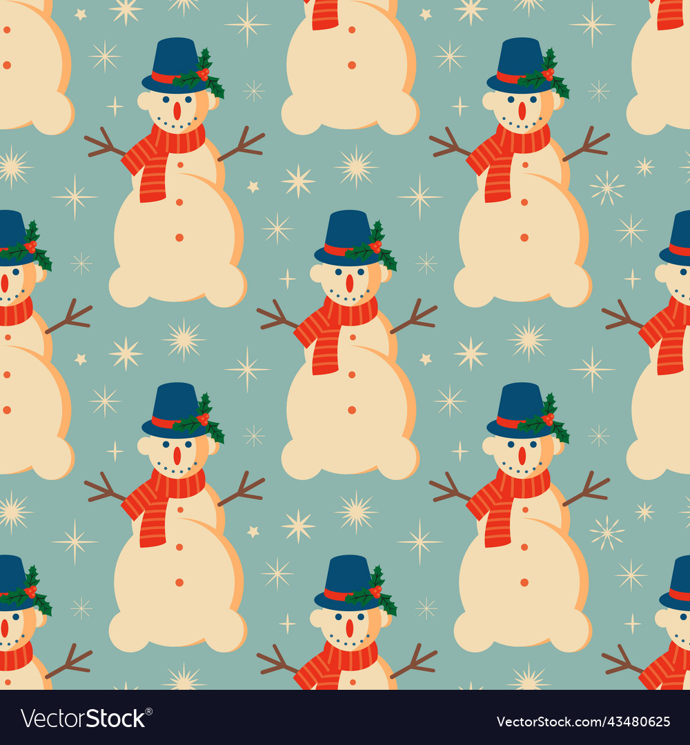 Christmas seamless pattern with snowman Royalty Free Vector