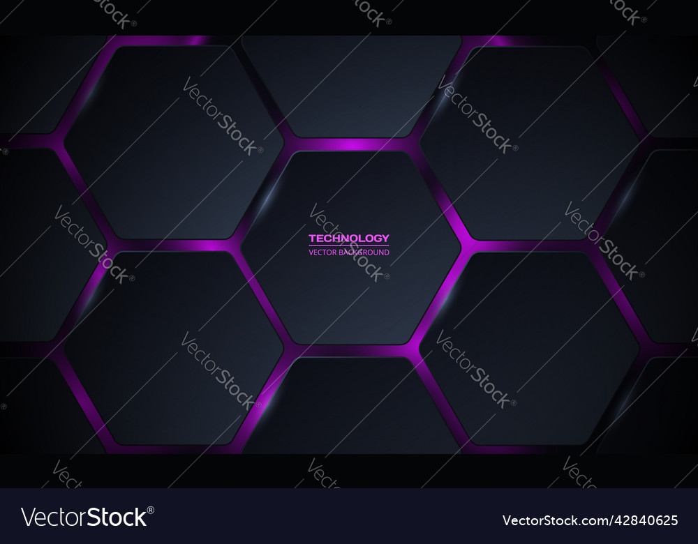 Dark 3d hexagonal technology abstract background Vector Image