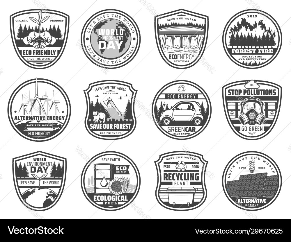 Ecology nature environment conservation icons Vector Image