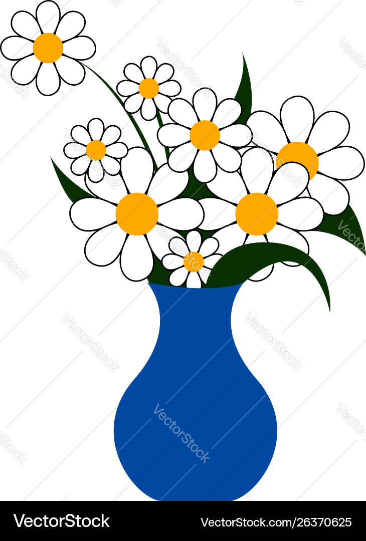 Flowers in vase on white background Royalty Free Vector