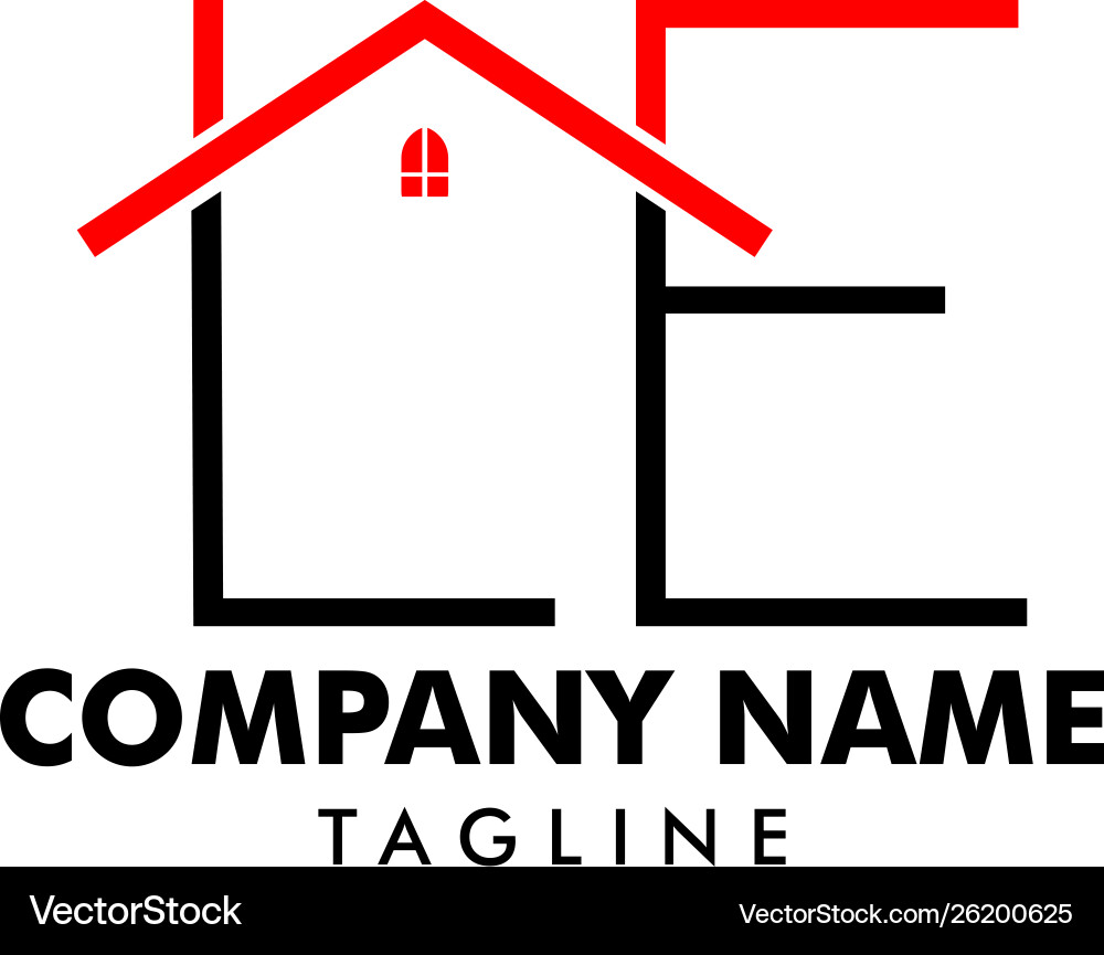 Le letter real estate logo design Royalty Free Vector Image