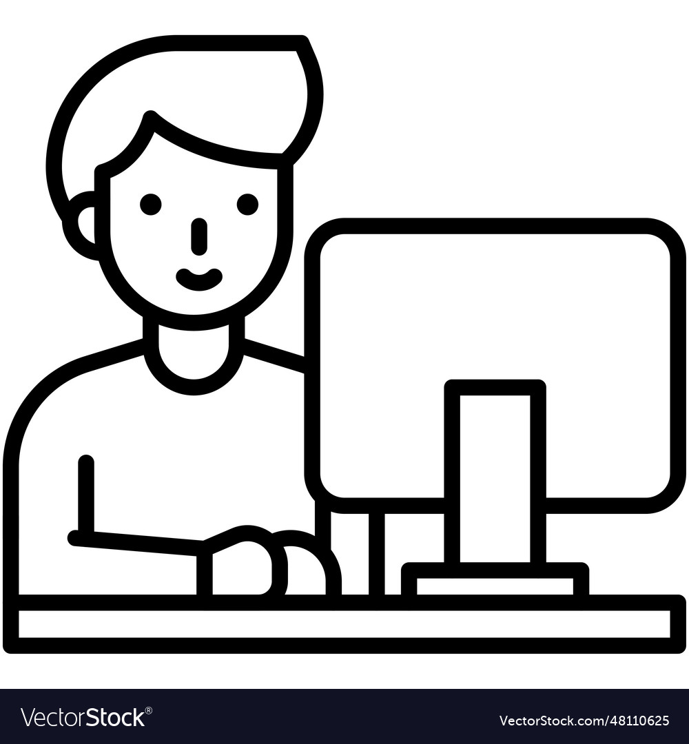 Man using computrer icon an avatar Royalty Free Vector Image