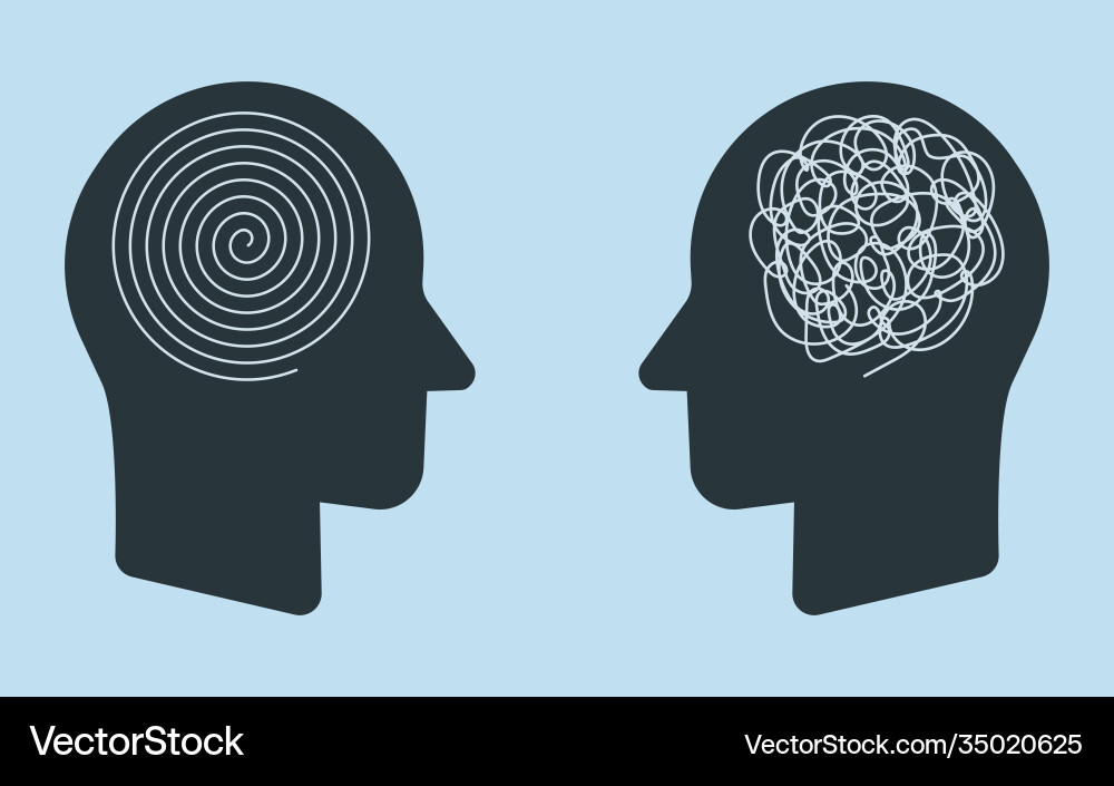 Opposite mindset chaos and order in thoughts Vector Image