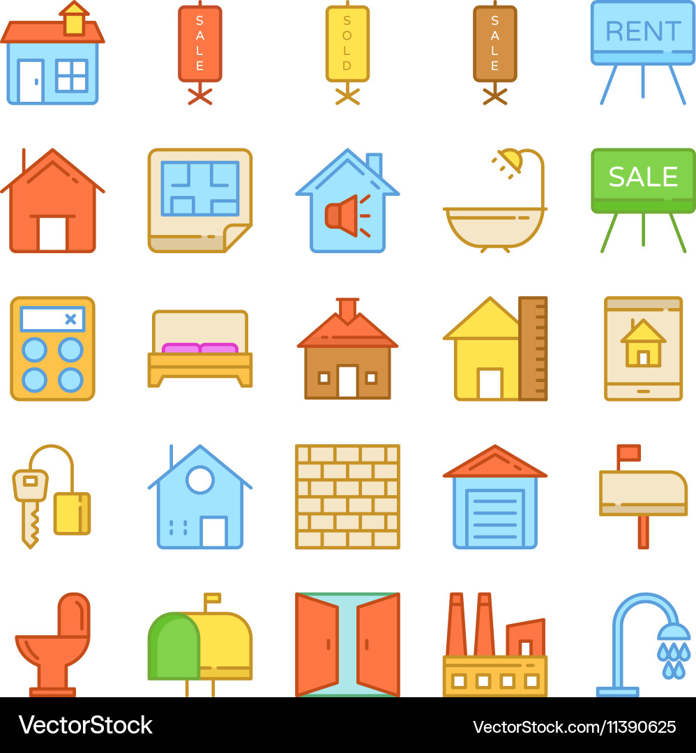 Real Estate Colored Icons 5 Royalty Free Vector Image