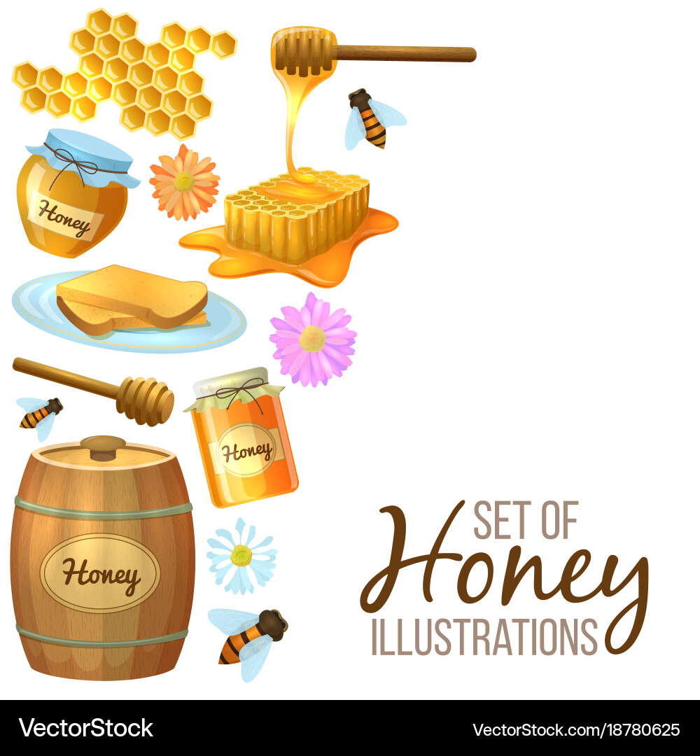 Set of honey Royalty Free Vector Image - VectorStock