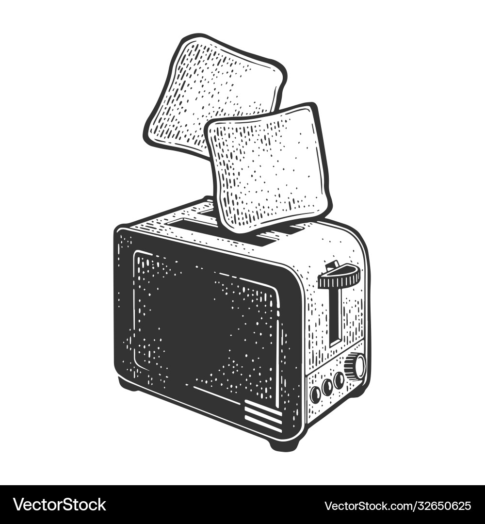 Toasts fly up from toaster sketch Royalty Free Vector Image