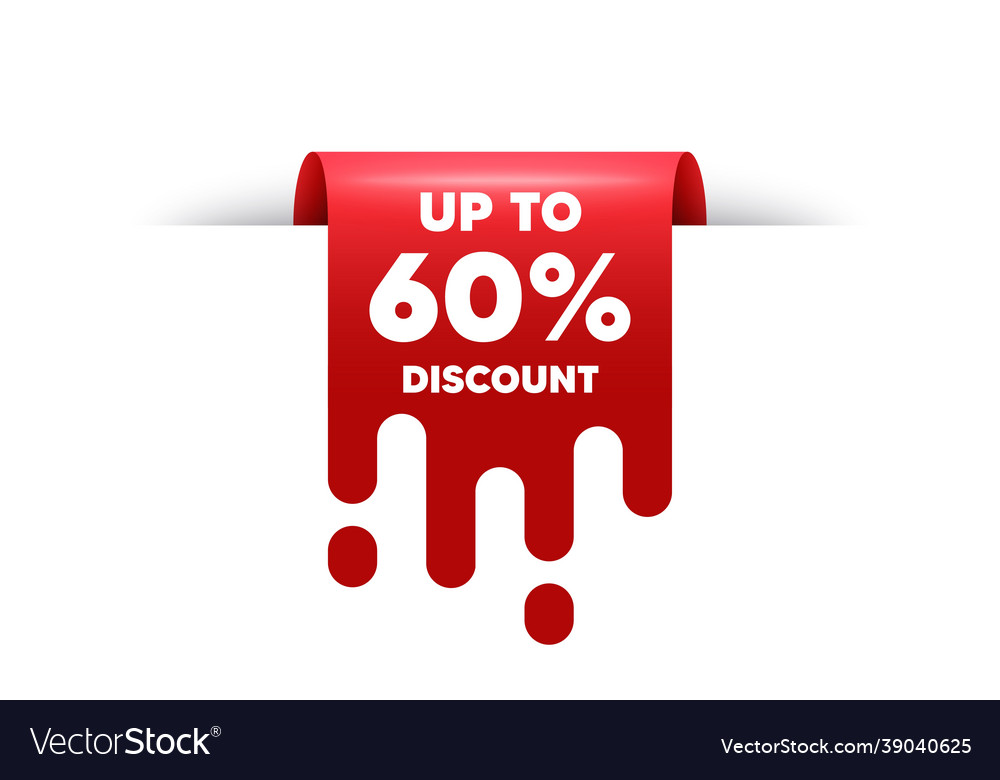 Up to 60 percent discount sale offer price sign Vector Image