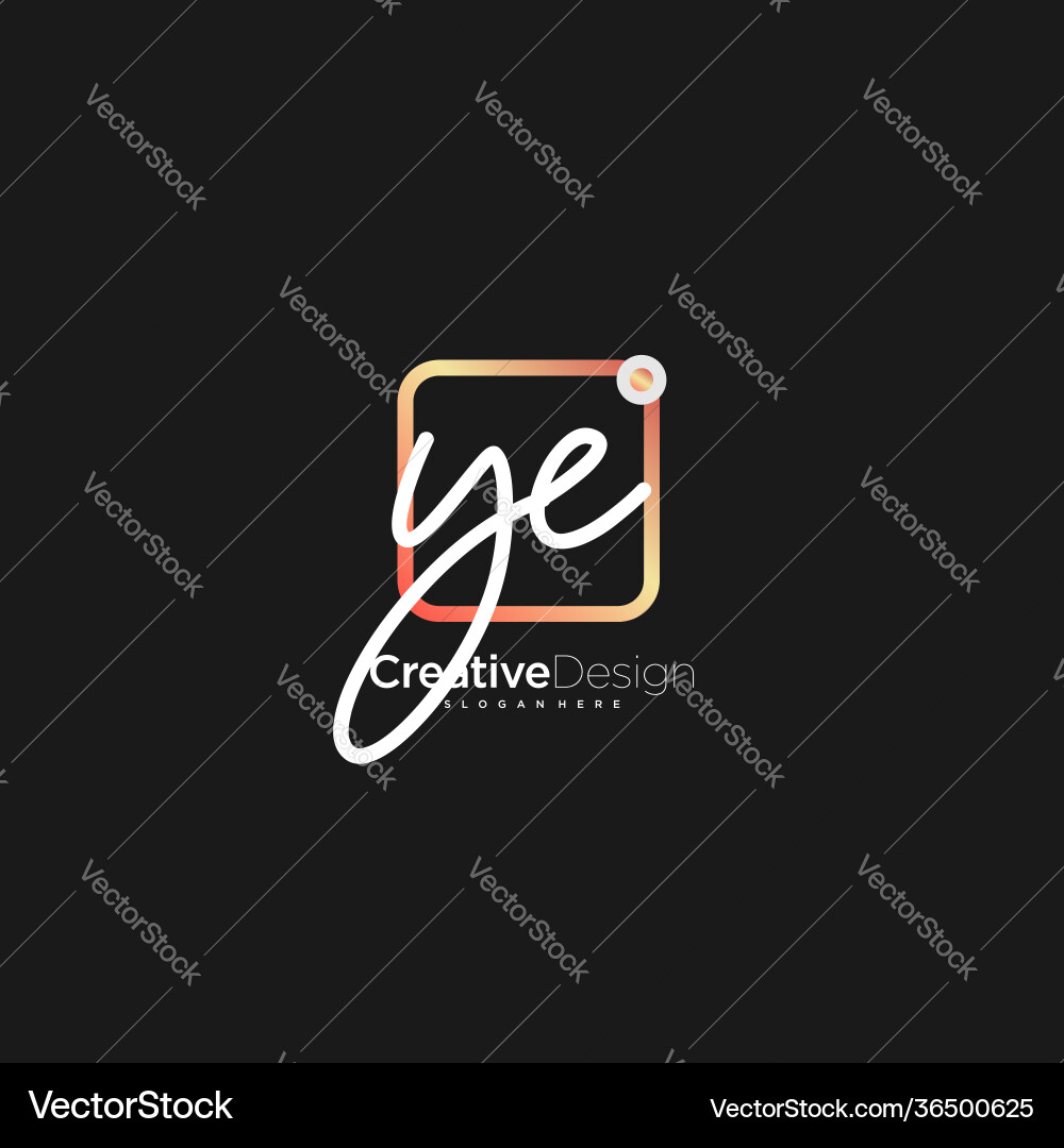 Ye initial letter handwriting logo art hand drawn Vector Image