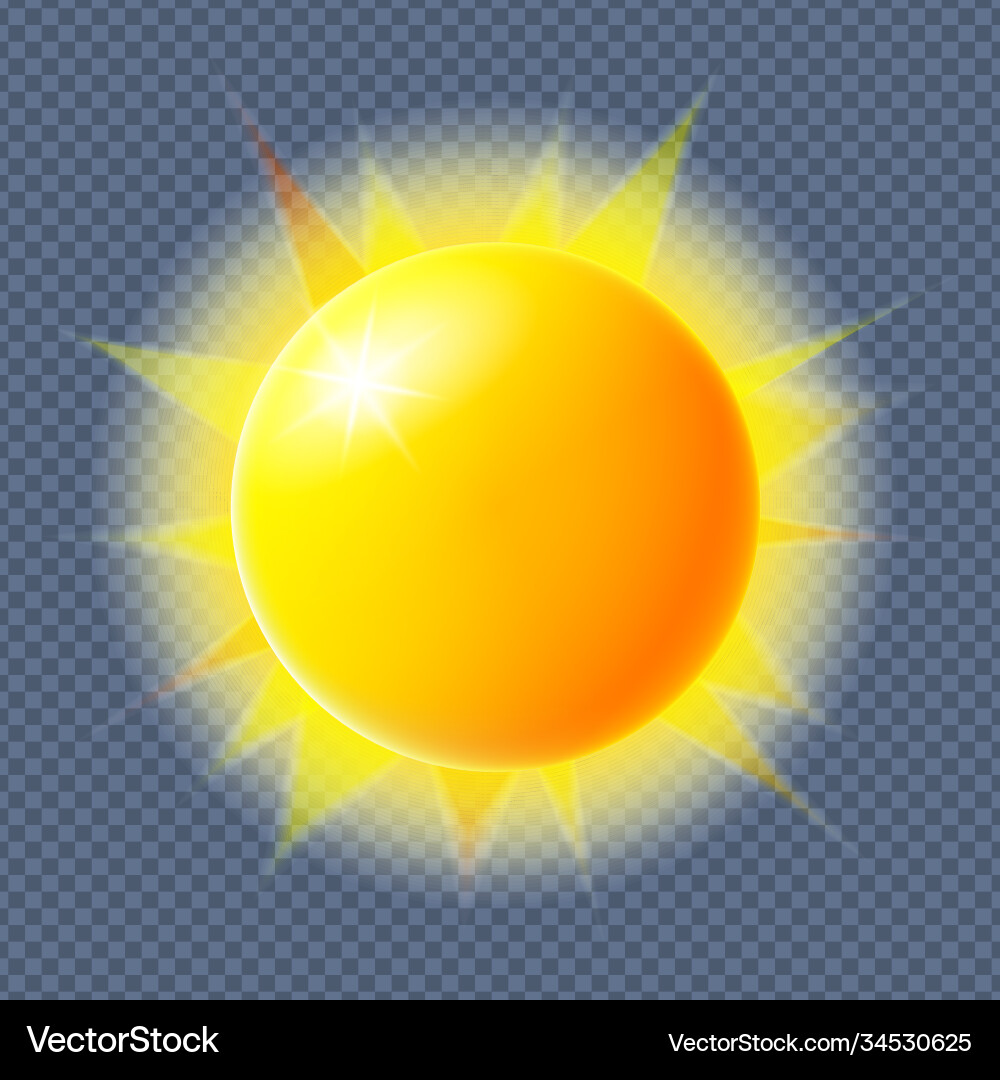 Yellow sun isolated on transparent background Vector Image