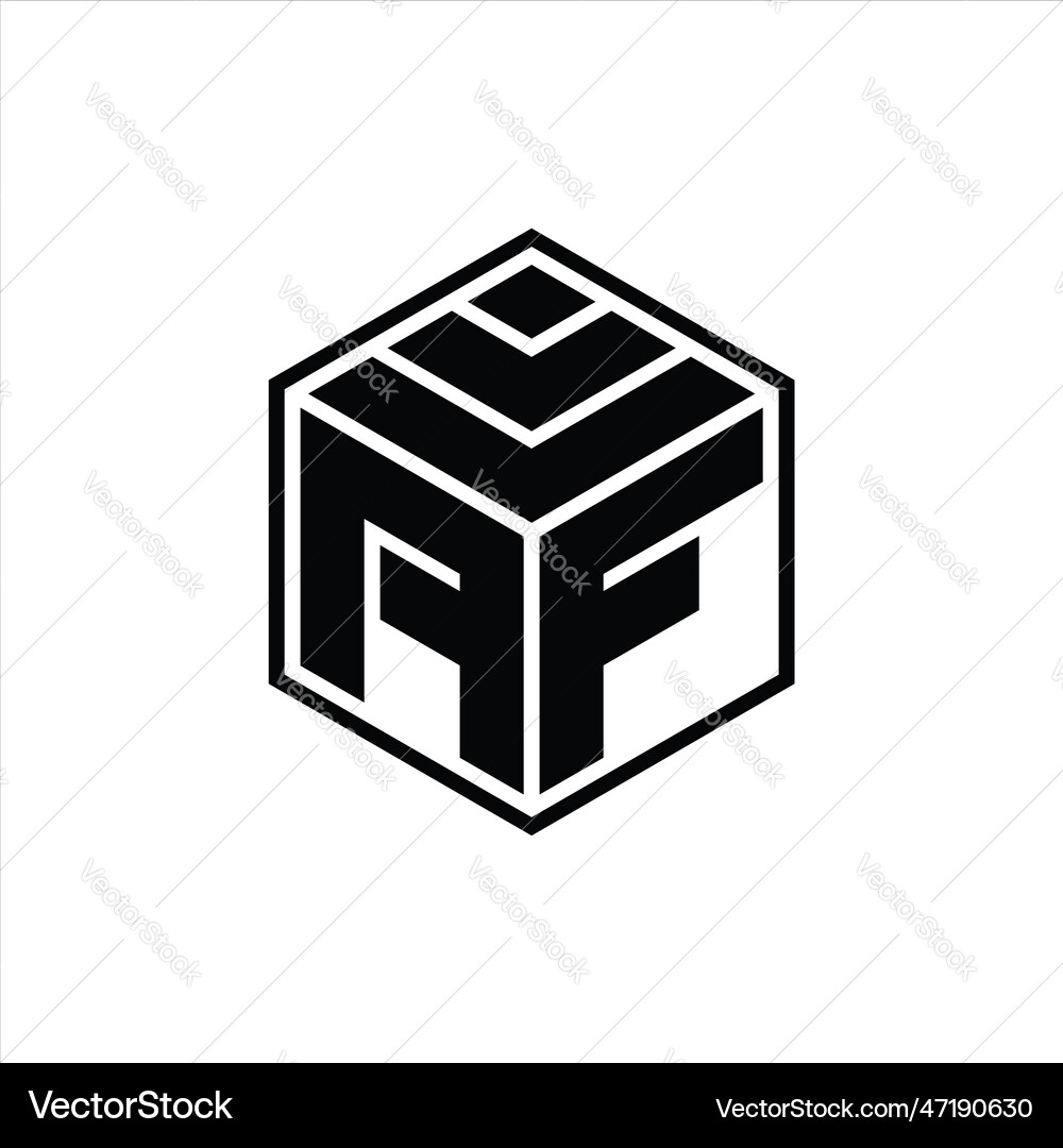 Af logo monogram with hexagon geometric isolated Vector Image
