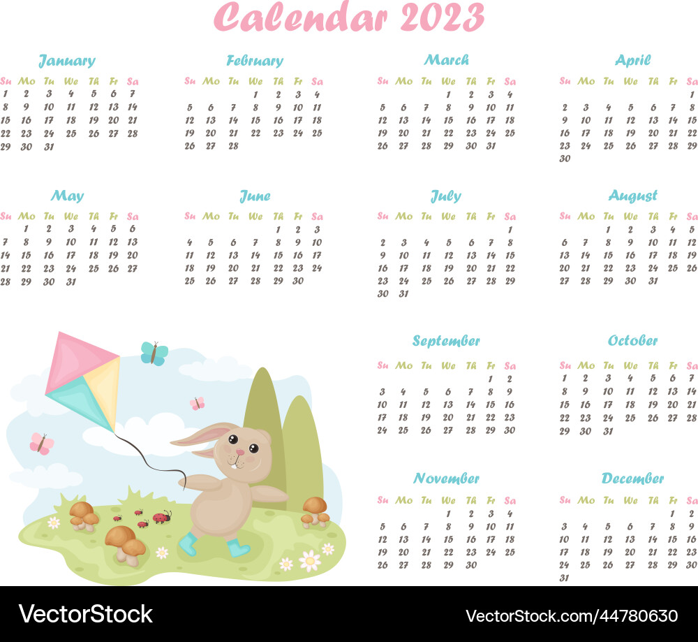 Calendar year 2023 with the image Royalty Free Vector Image
