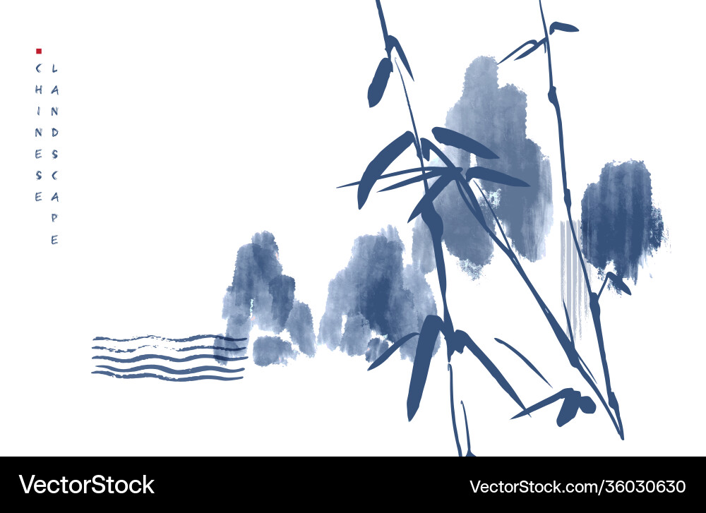 Chinese ink painted background with far away Vector Image