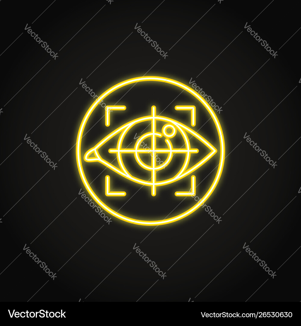 Eye tracking icon in glowing neon style Royalty Free Vector