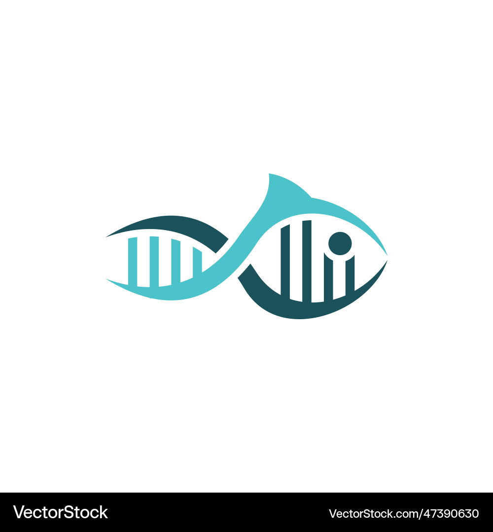 Fish dna logo symbol dna fish logo template Vector Image
