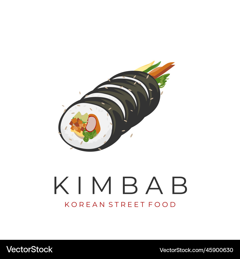 Gimbab nori rice roll cut Royalty Free Vector Image