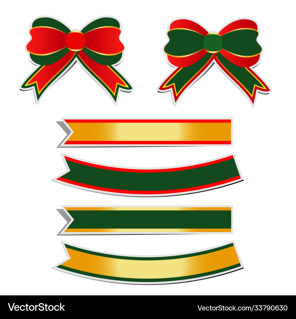 Golden border christmas bow on white background Vector Image