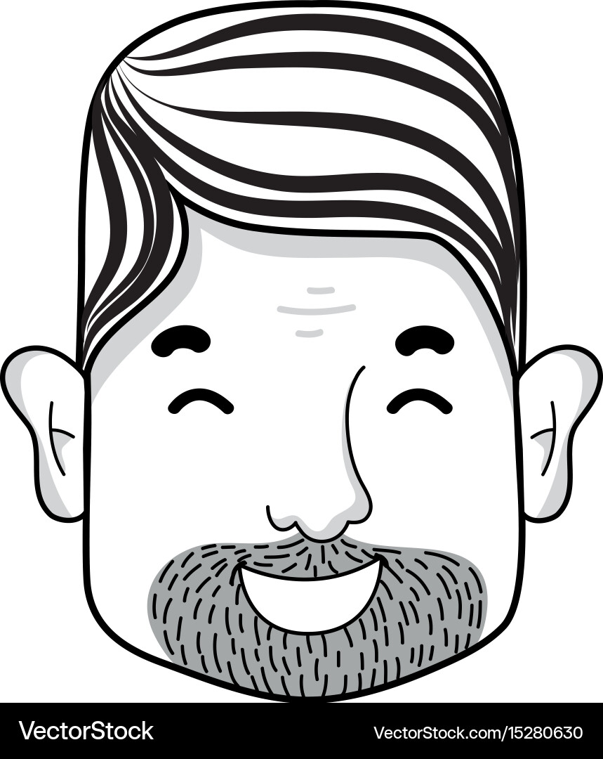Line man face with hairstyle and beard Royalty Free Vector