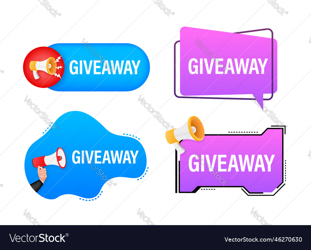 Megaphone label set with text giveaway megaphone Vector Image Megaphone label set with text giveaway megaphone Vector Image