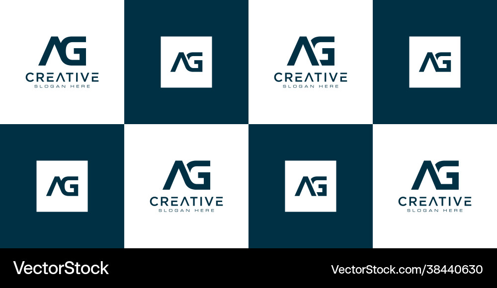 Set initials letter ag abstract logo Royalty Free Vector