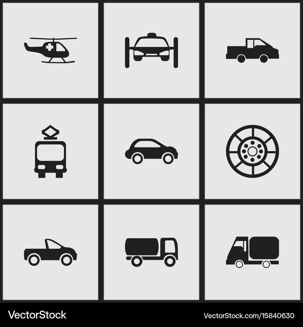 Set of 9 editable transportation icons includes Vector Image