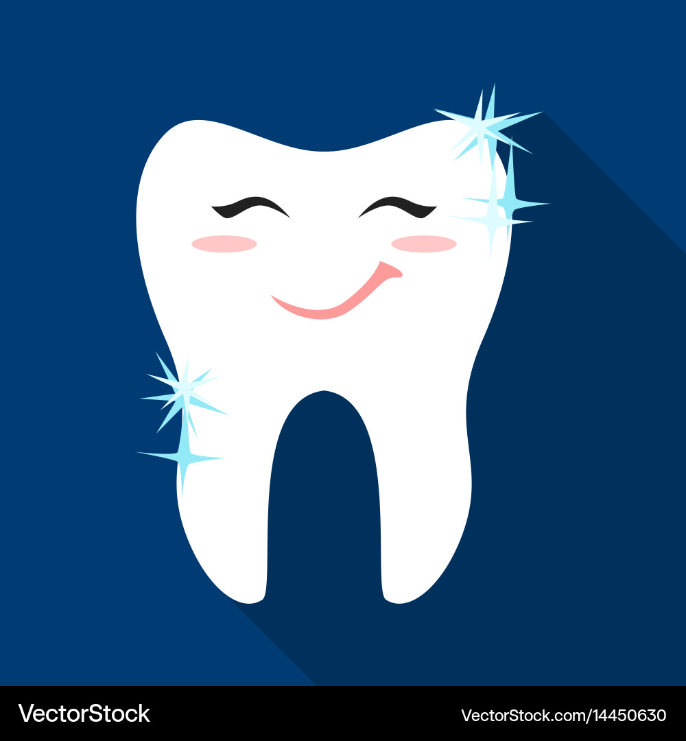Smiling tooth icon in flat style isolated on white