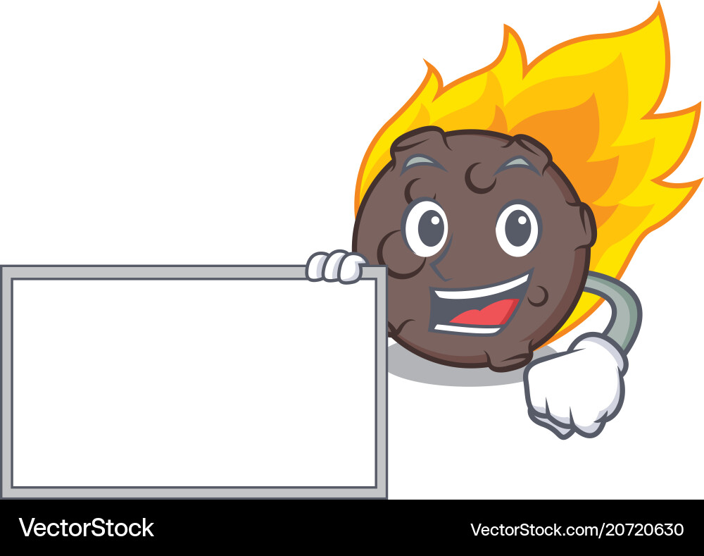 With board meteorite character cartoon style Vector Image