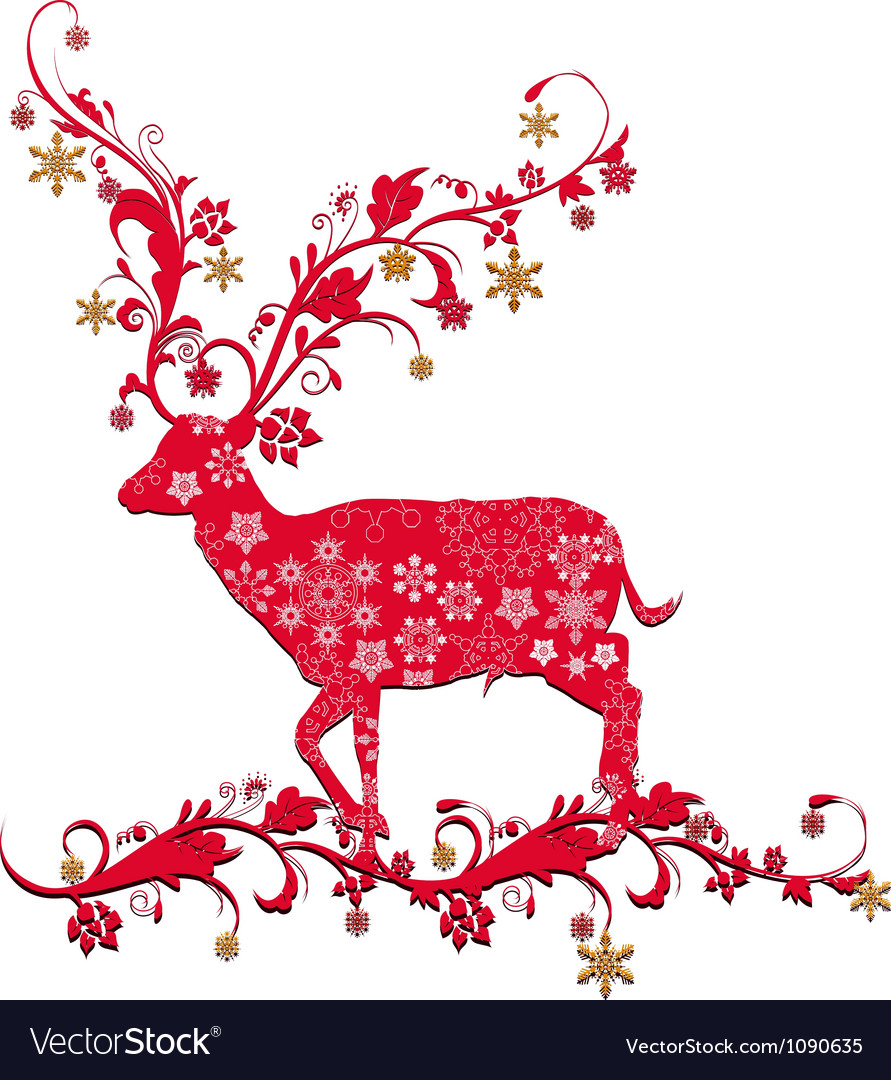 Christmas deer Royalty Free Vector Image - VectorStock