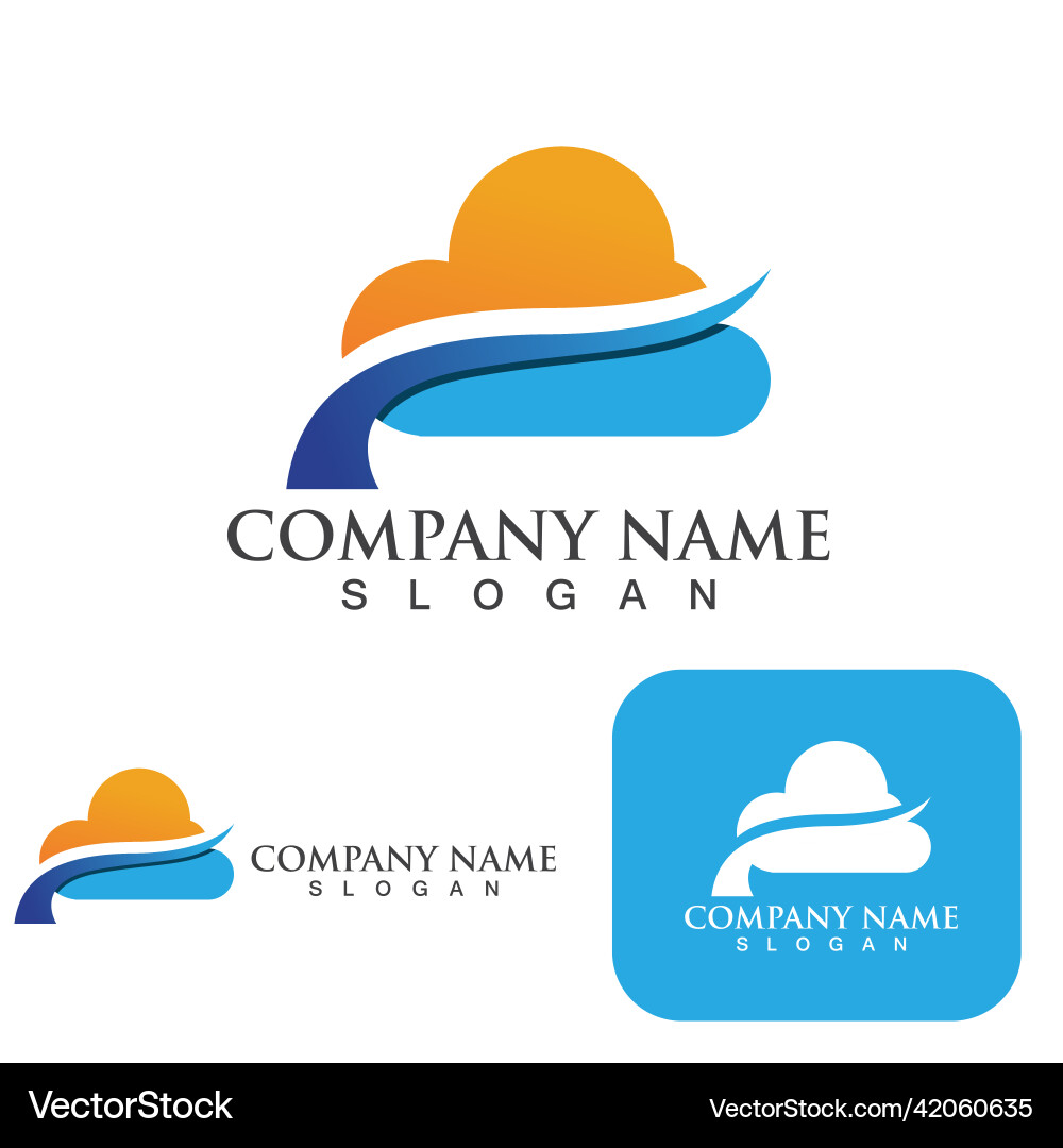 Cloud and sun data logo and symbols icons Vector Image